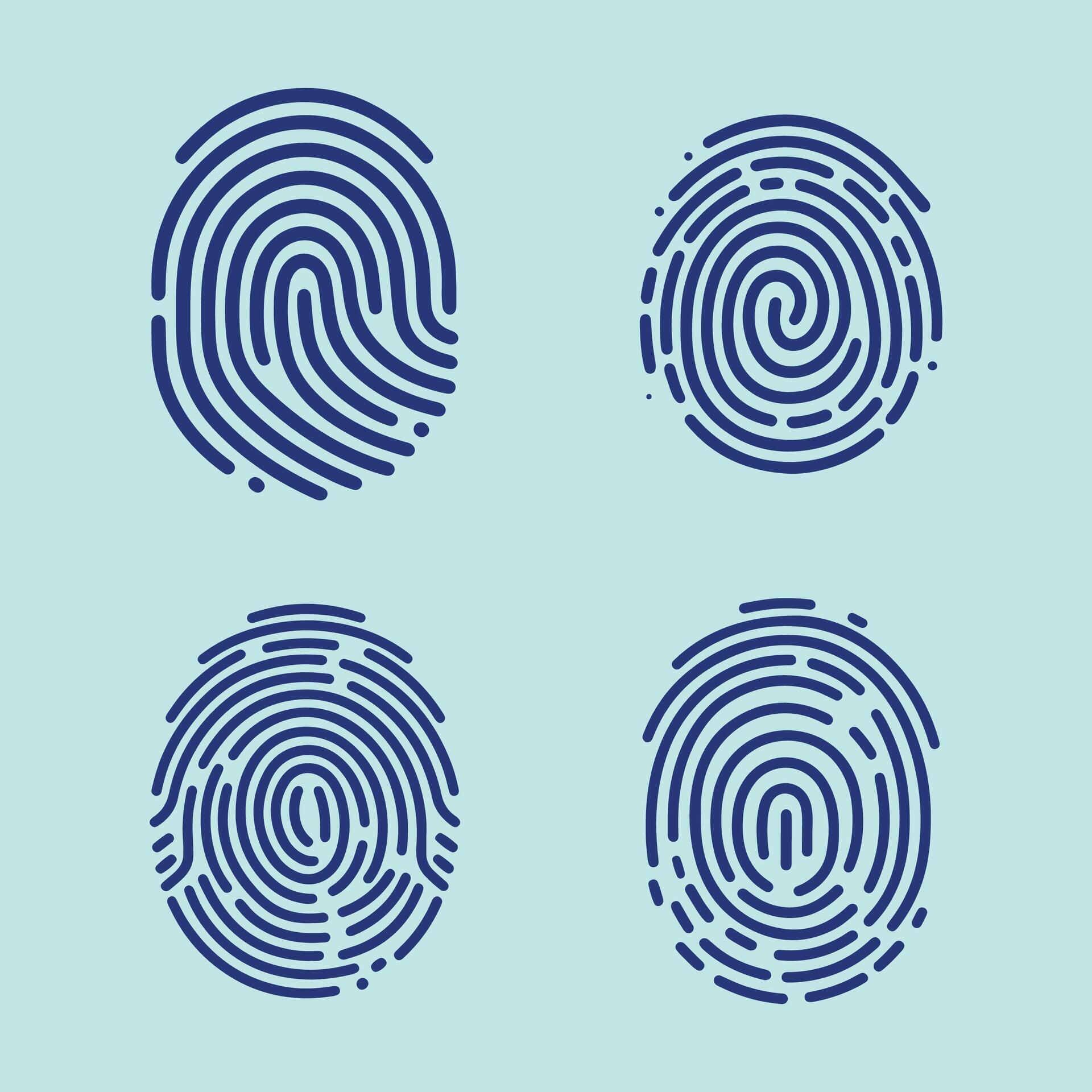 User Finger Scan Icon Set Fingerprint Touch Biometric Id Symbol