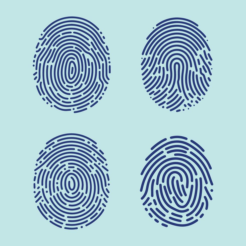 User Finger Scan Icon Set Fingerprint Touch Biometric Id Symbol