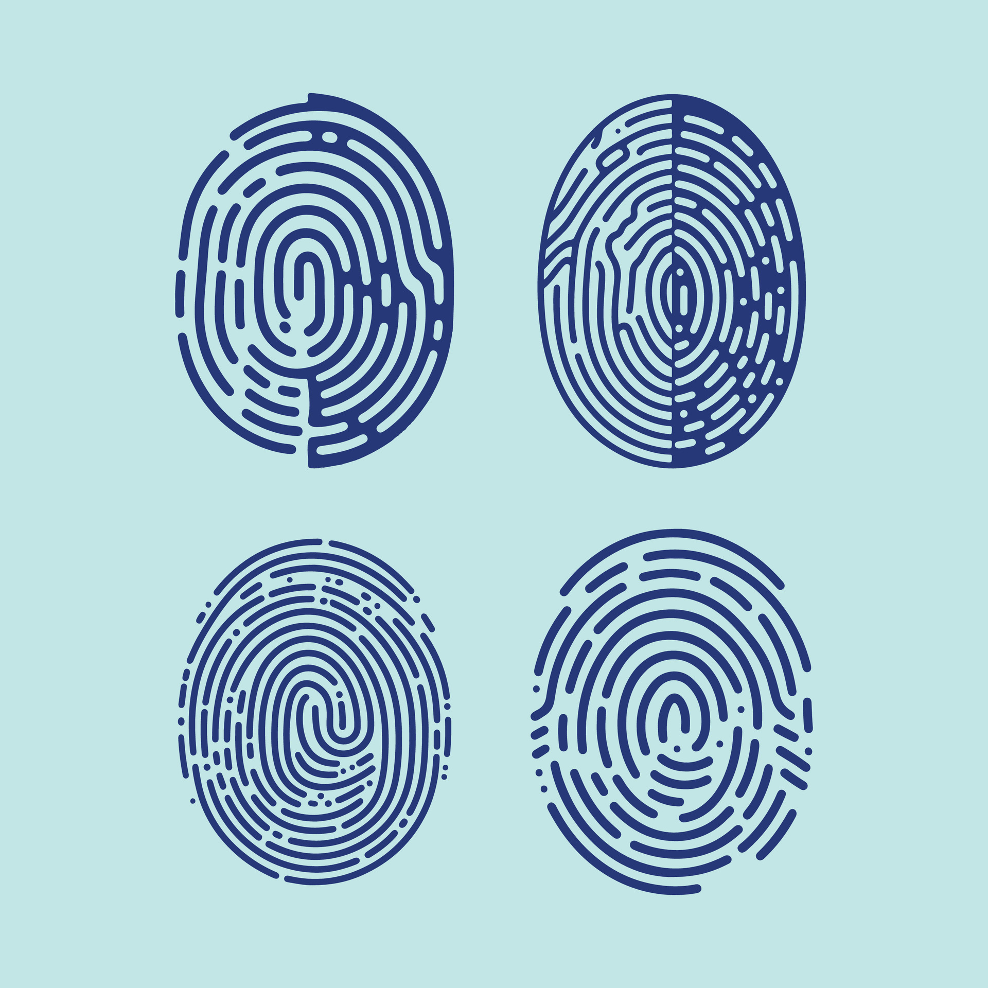 User Finger Scan Icon Set Fingerprint Touch Biometric Id Symbol Modern Account Thumbprint
