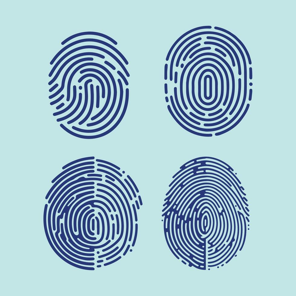 User Finger Scan Icon Set Fingerprint Touch Biometric Id Symbol