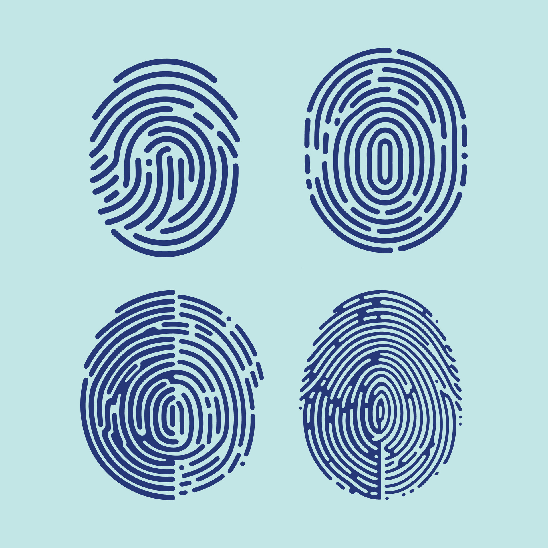 User Finger Scan Icon Set Fingerprint Touch Biometric Id Symbol