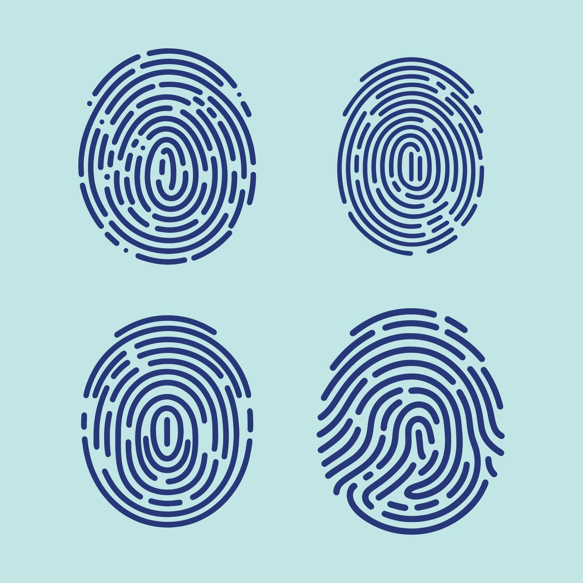 User Finger Scan Icon Set Fingerprint Touch Biometric Id Symbol