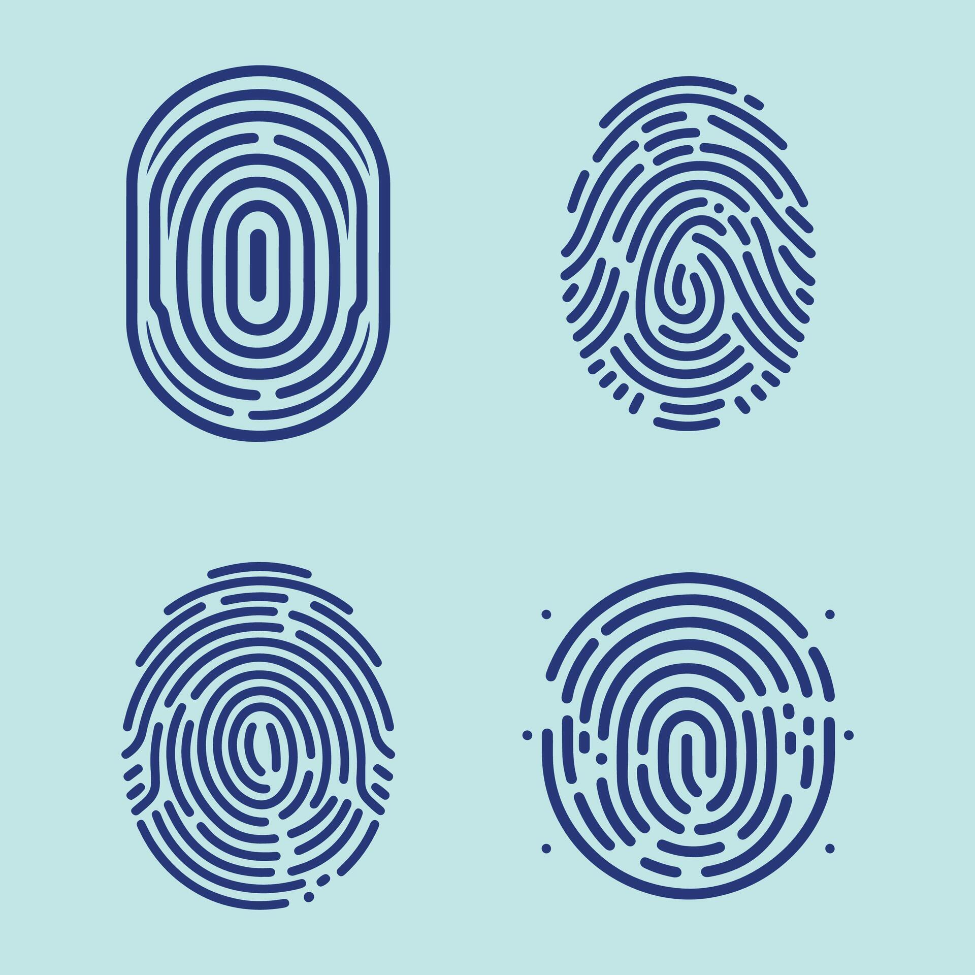 User Finger Scan Icon Set Fingerprint Touch Biometric Id Symbol Modern Account Thumbprint