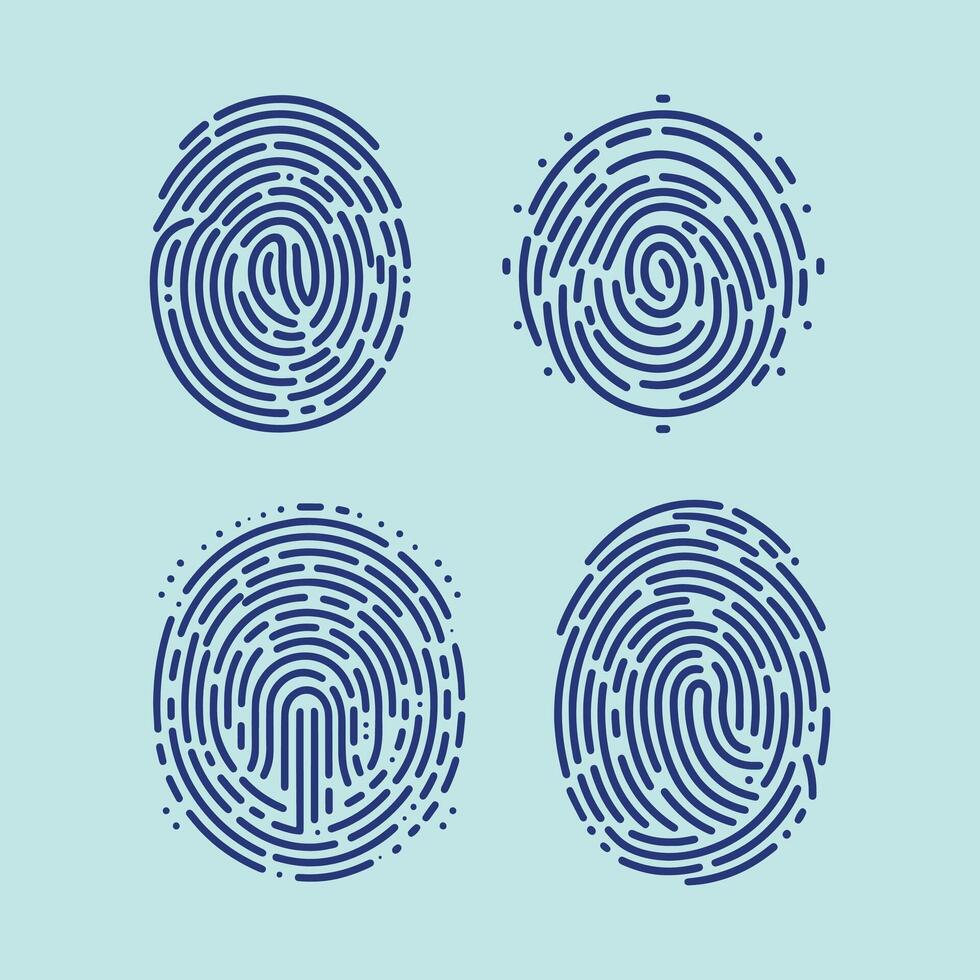 User Finger Scan Icon Set Fingerprint Touch Biometric Id Symbol