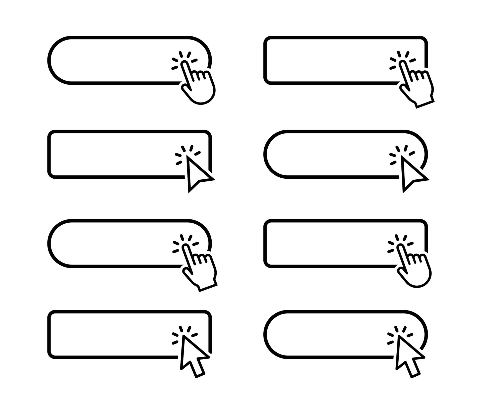 Click Here Button with hand or mouse cursor. Mouse cursor symbol ...