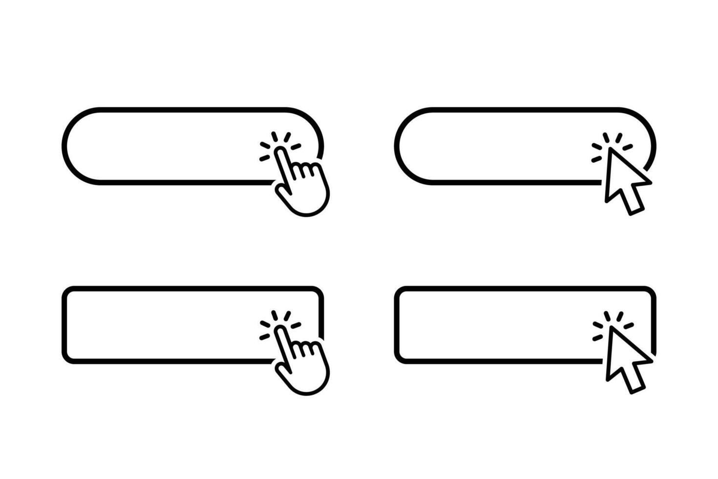 Click Here Button with hand or mouse cursor. Computer mouse cursor or hand pointer symbol. Modern action button 45735585 Vector Art at Vecteezy