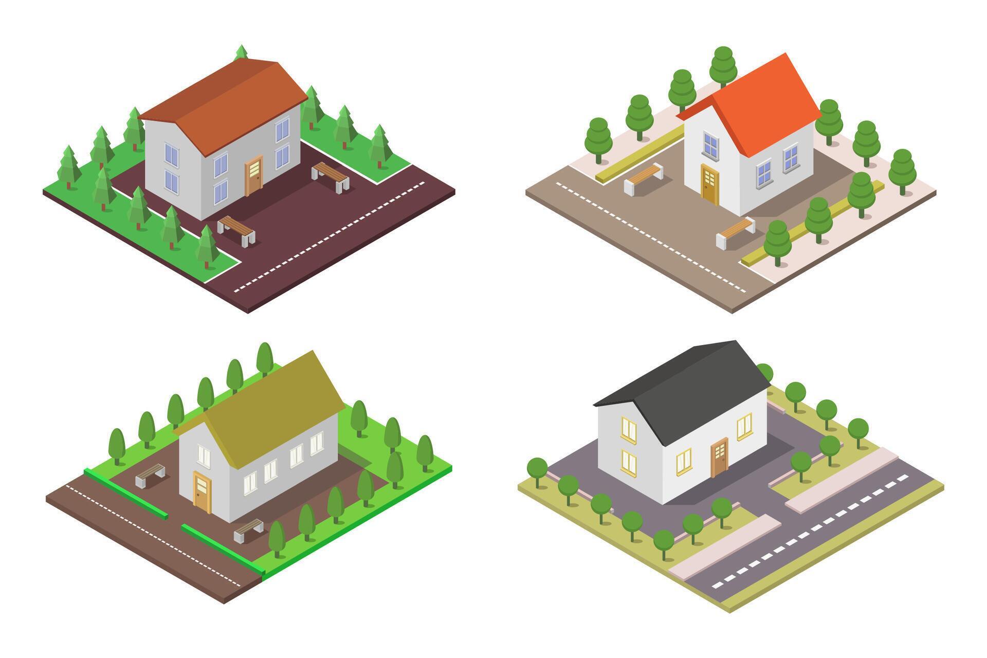 Modern house isometrics 45736520 Vector Art at Vecteezy