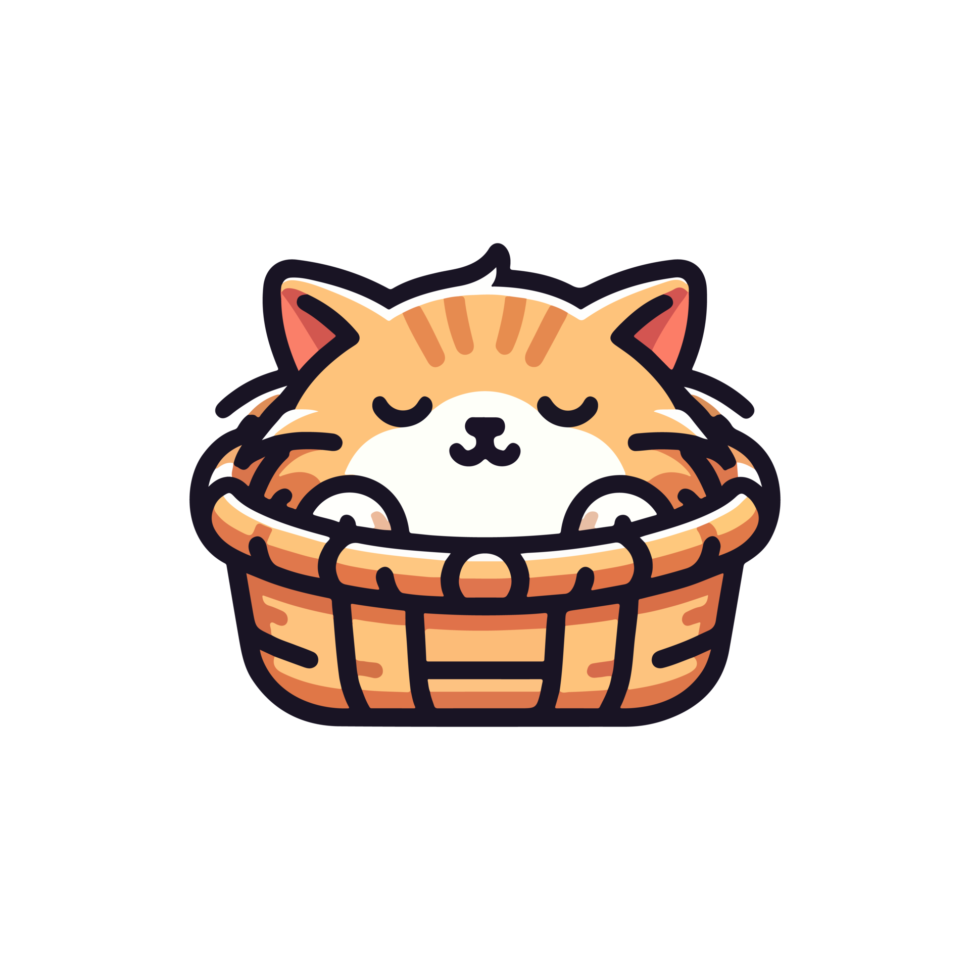 Cute Cat Sleeping In Basket Icon Character 45739866 Png