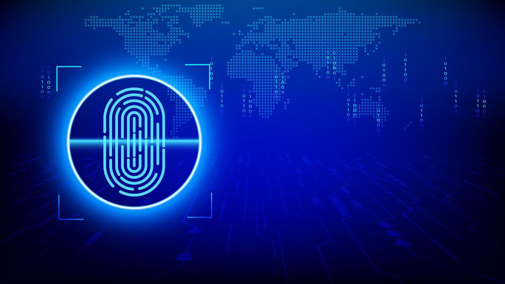 Fingerprint Security Concept Futuristic Connection Network Security Communication Information On