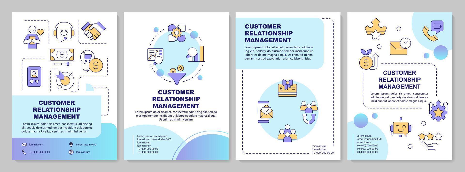CRM system features blue gradient brochure template. Leaflet design ...