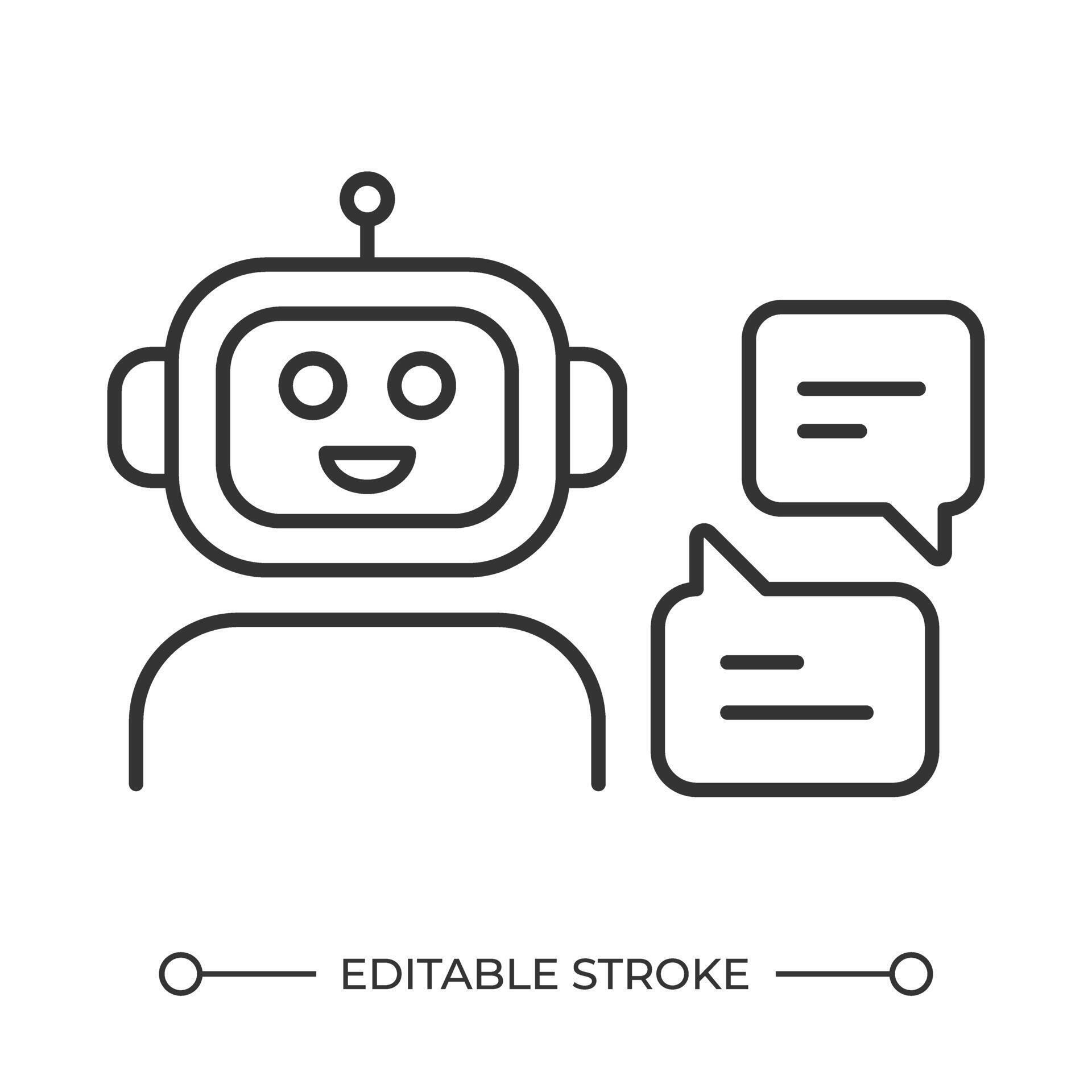Talking chatbot linear icon. Chatbot, modern smart assistant. Education ... Talking chatbot linear icon. Chatbot, modern smart assistant. Education ...
