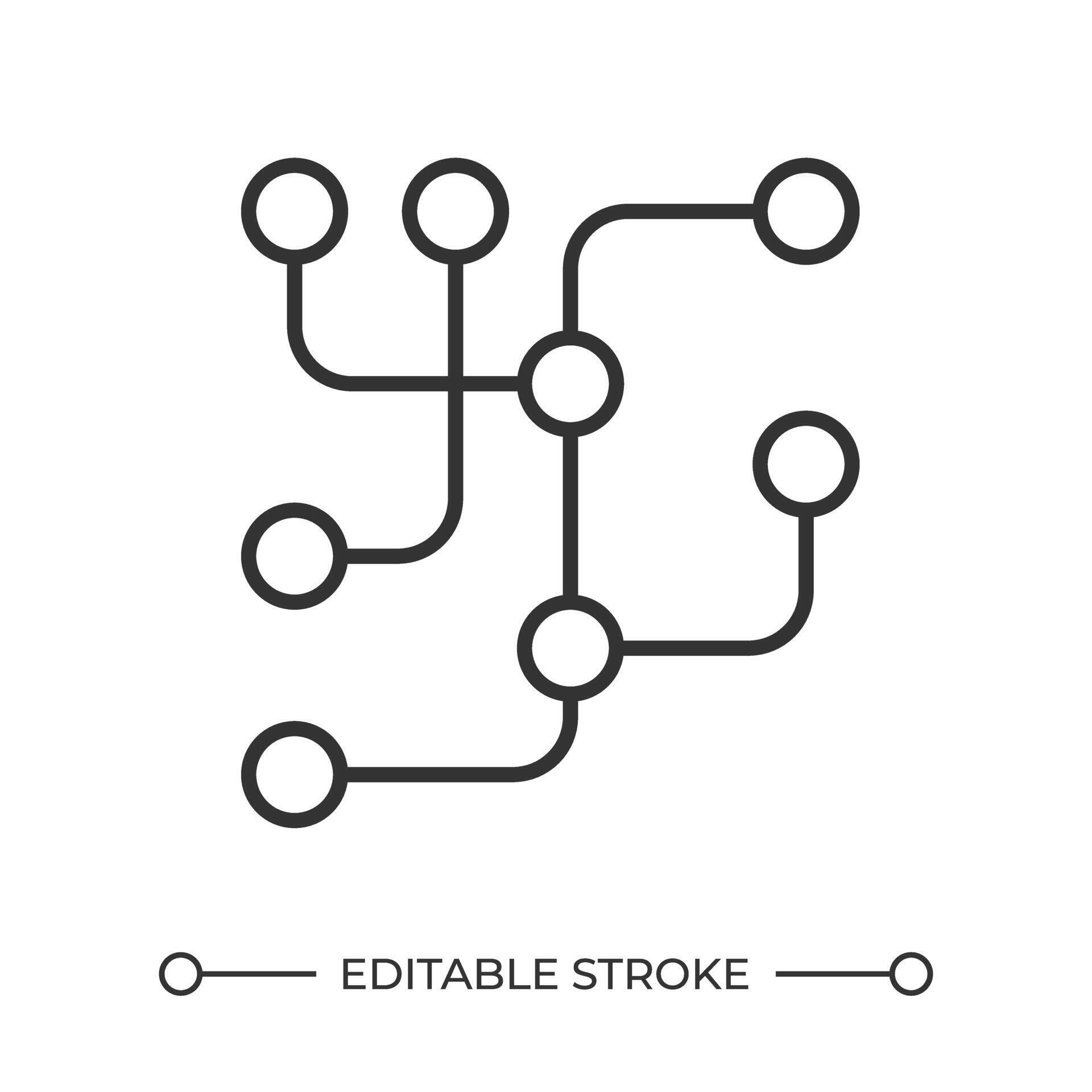 Metro network map linear icon. Interconnected lines and nodes. Public ...