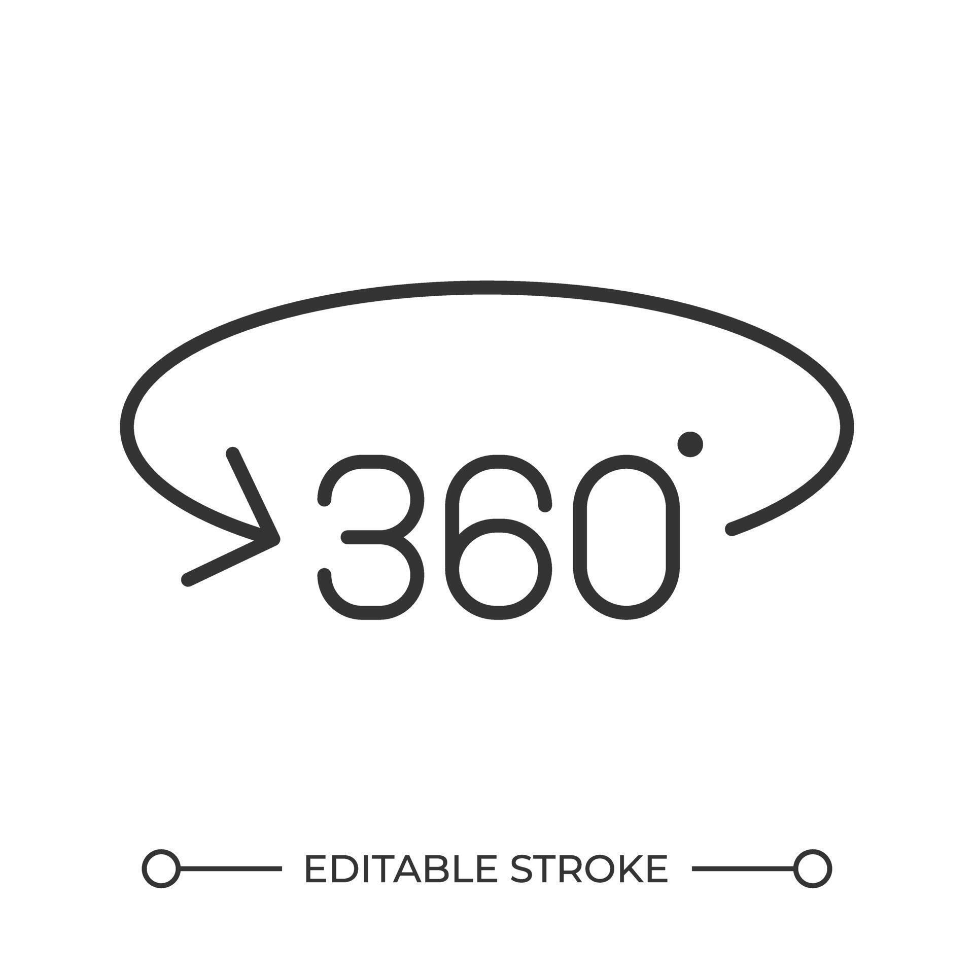 360 degrees angle linear icon. Complete angle. Geometric measurement ...