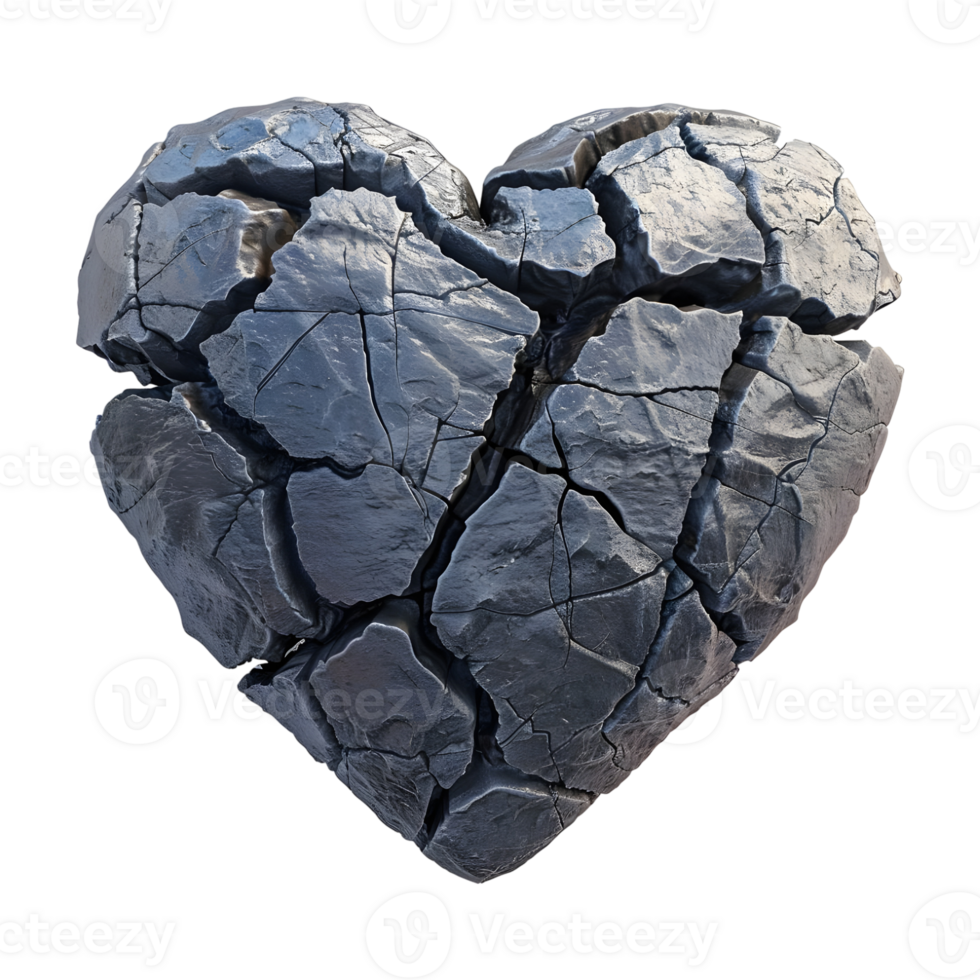 Cracked Stone Heart on Transparent Background 45764325 PNG