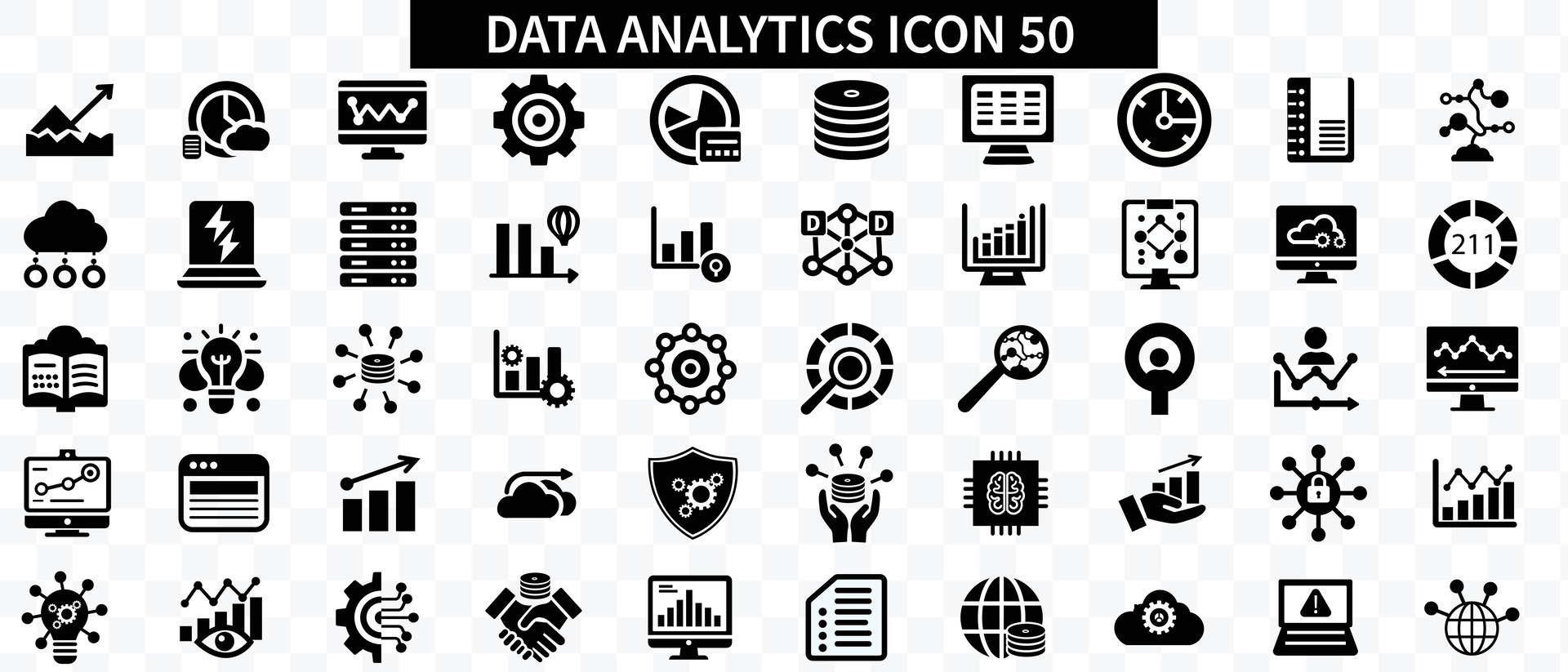 Data Analytics Icon Set Big Data Analysis Technology Symbol Containing Database Statistics