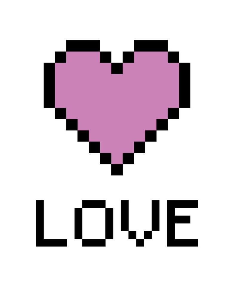 Heart Love Pixel Art Isolated Illustration For Print Background Card Poster 45781453 Vector