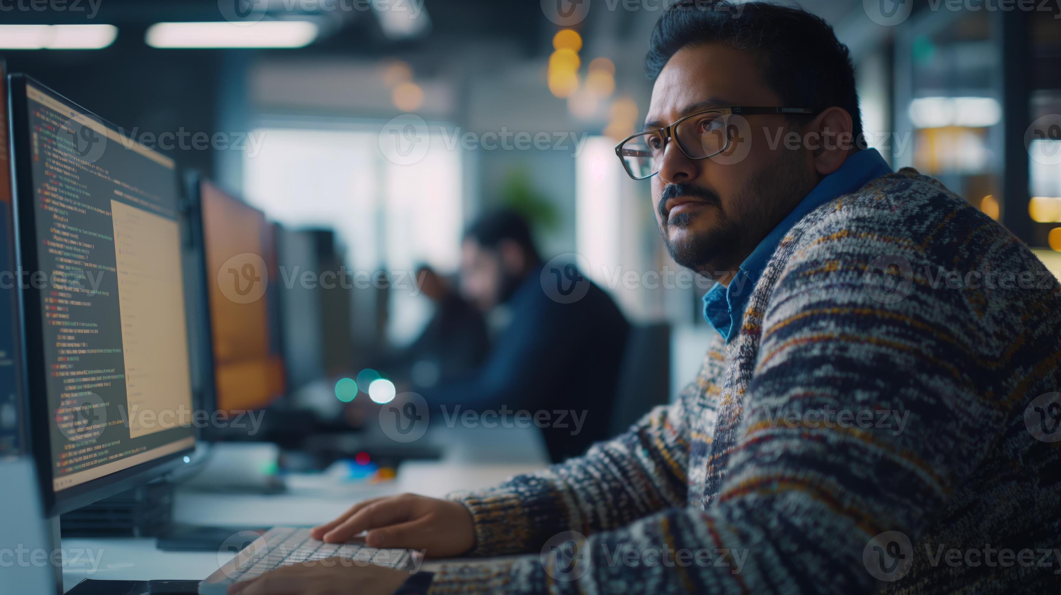 Focused Programmer at Work 45785008 Stock Photo at Vecteezy