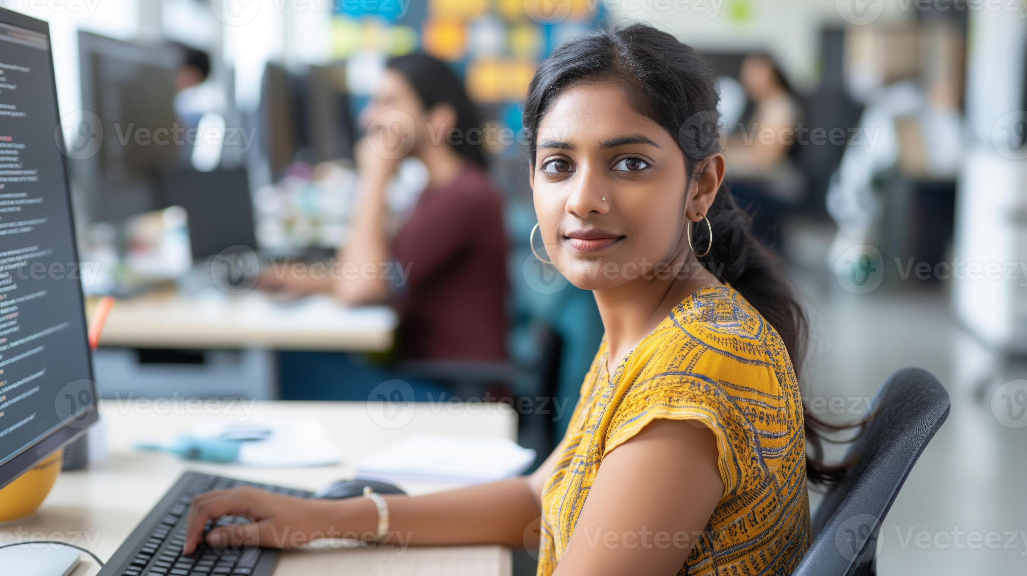 Indian Female Software Developer at Work 45785130 Stock Photo at Vecteezy