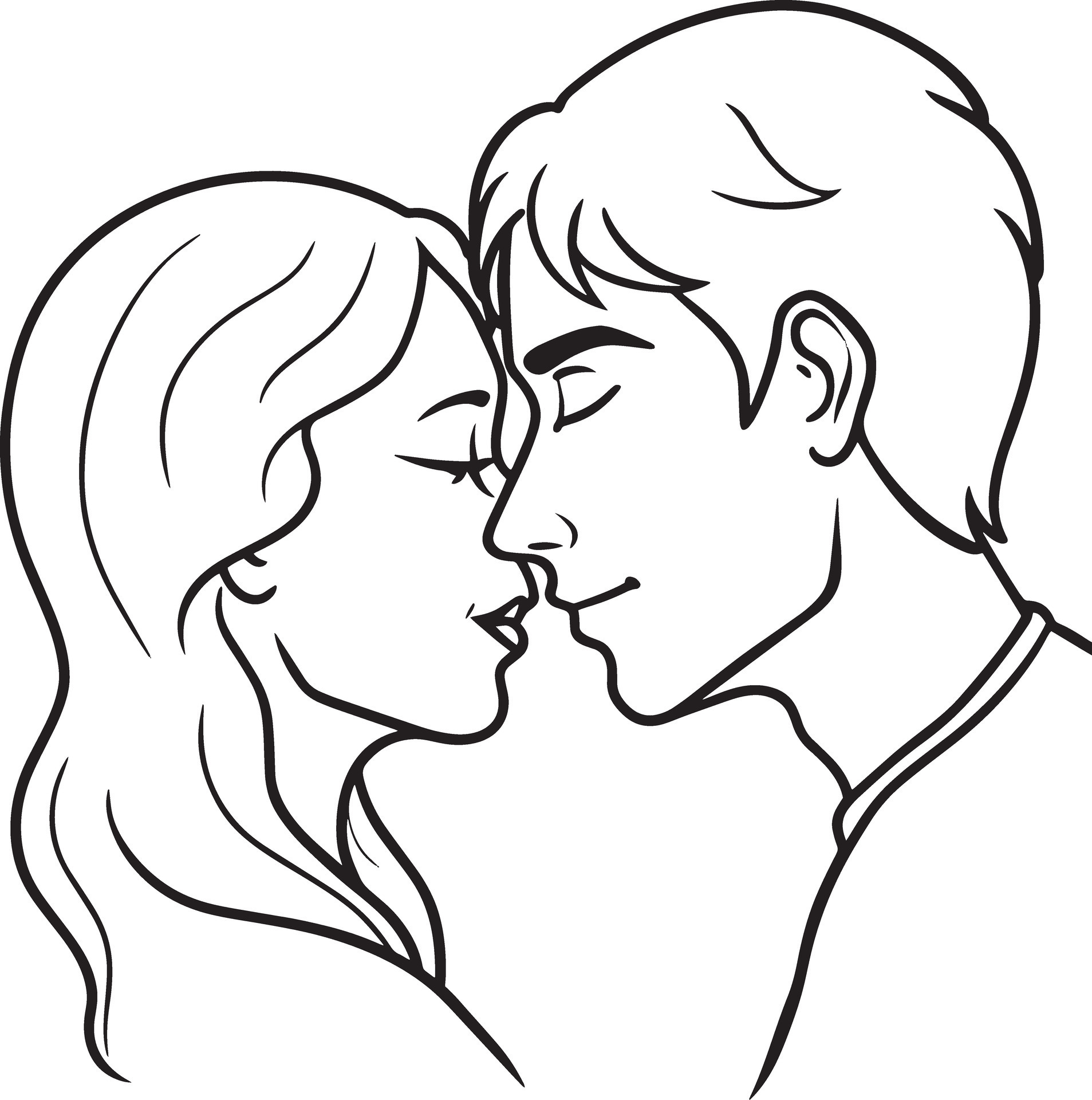 silhouette of a couple kissing illustration black and white 45787849 Vector Art at Vecteezy