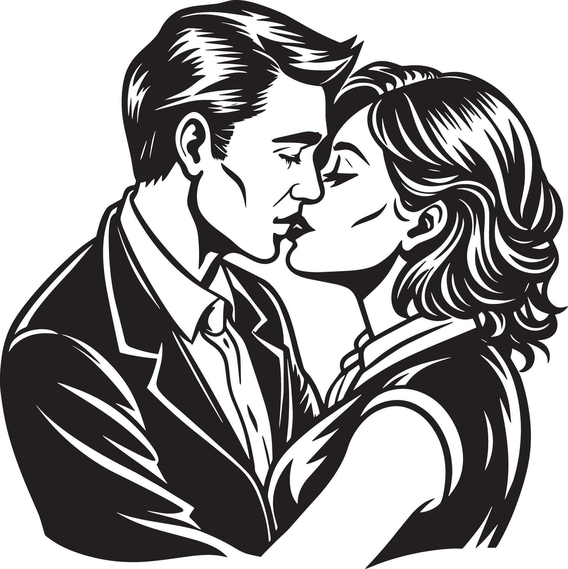 couple kissing illustration black and white 45787851 Vector Art at Vecteezy