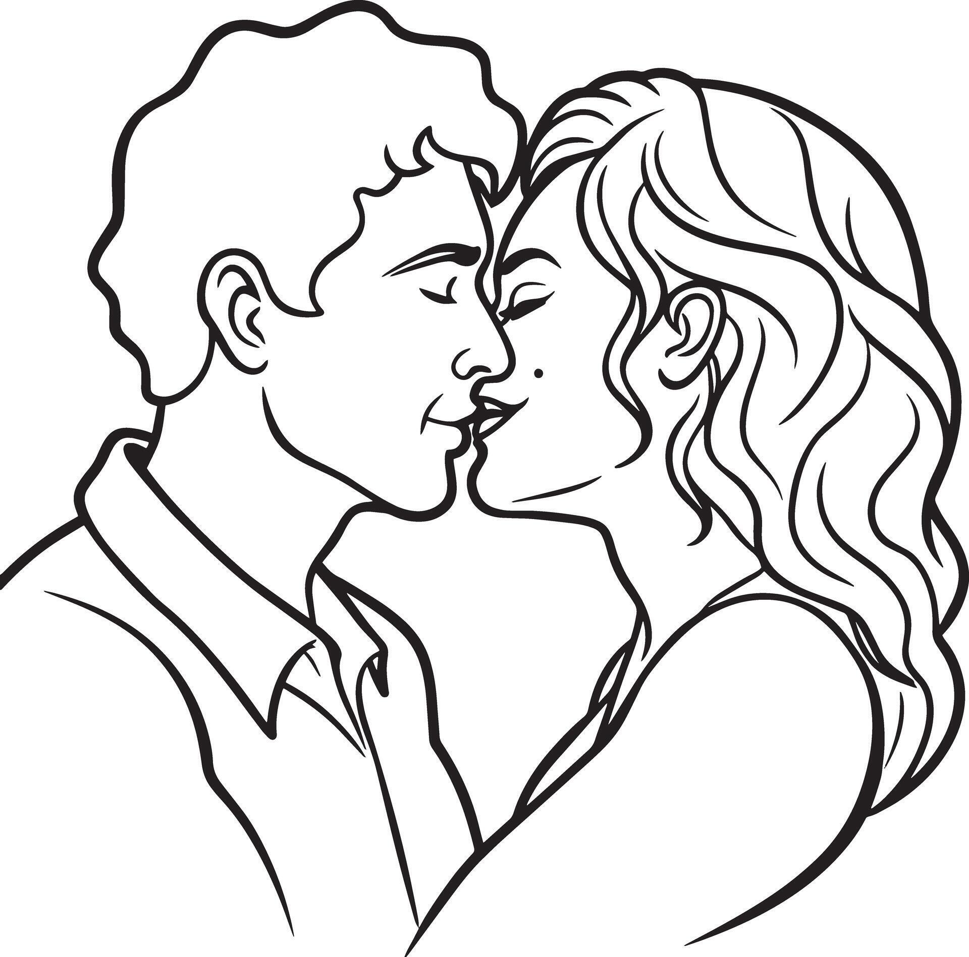 couple kissing illustration black and white 45787916 Vector Art at Vecteezy