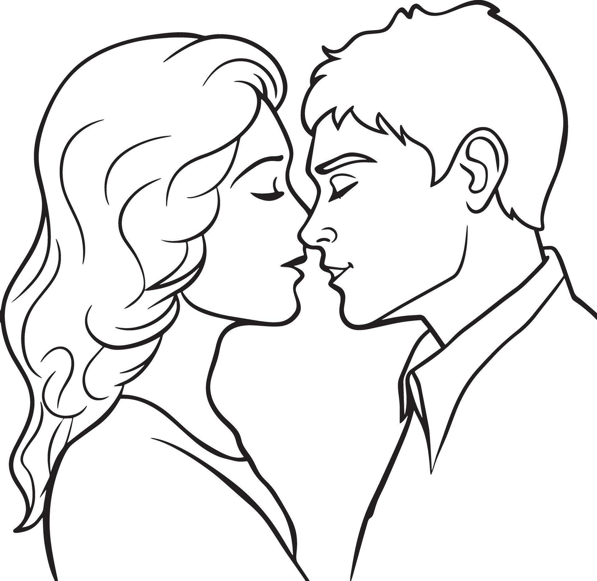 couple kissing illustration black and white 45788014 Vector Art at Vecteezy