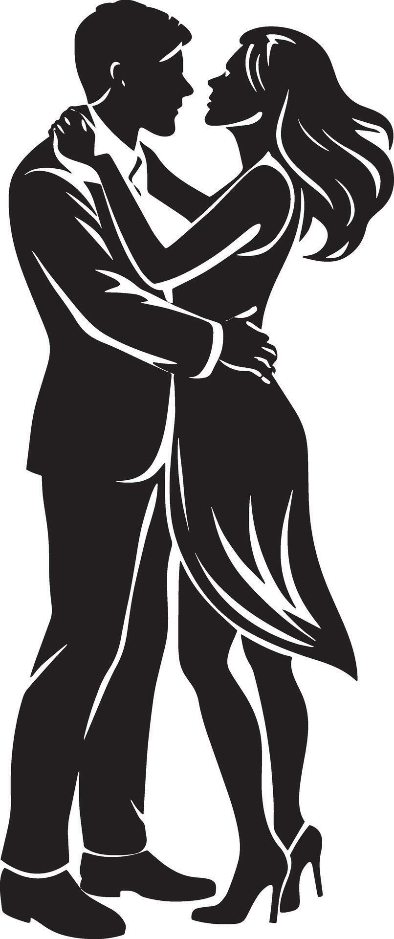 silhouette of a couple kissing illustration black and white 45788143 Vector Art at Vecteezy