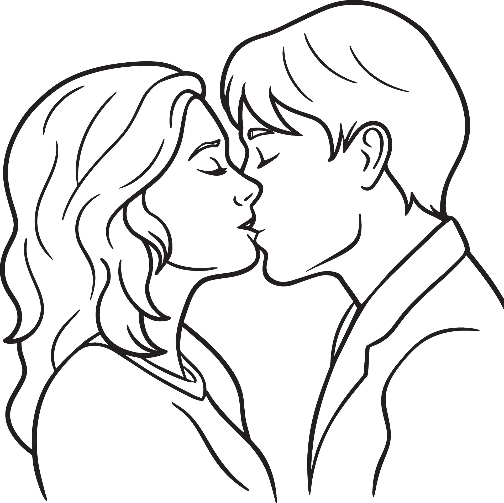 couple kissing illustration black and white 45788153 Vector Art at Vecteezy