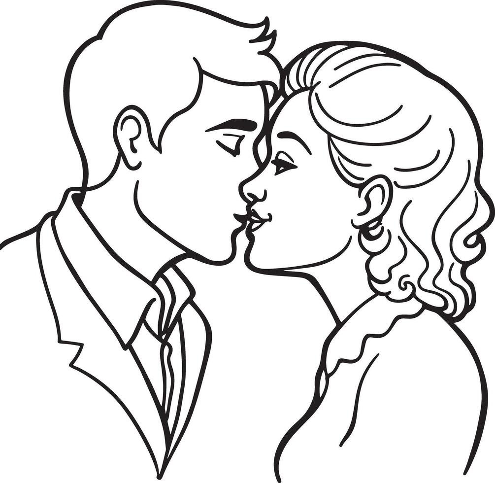 silhouette of a couple kissing illustration black and white 45788333 Vector Art at Vecteezy