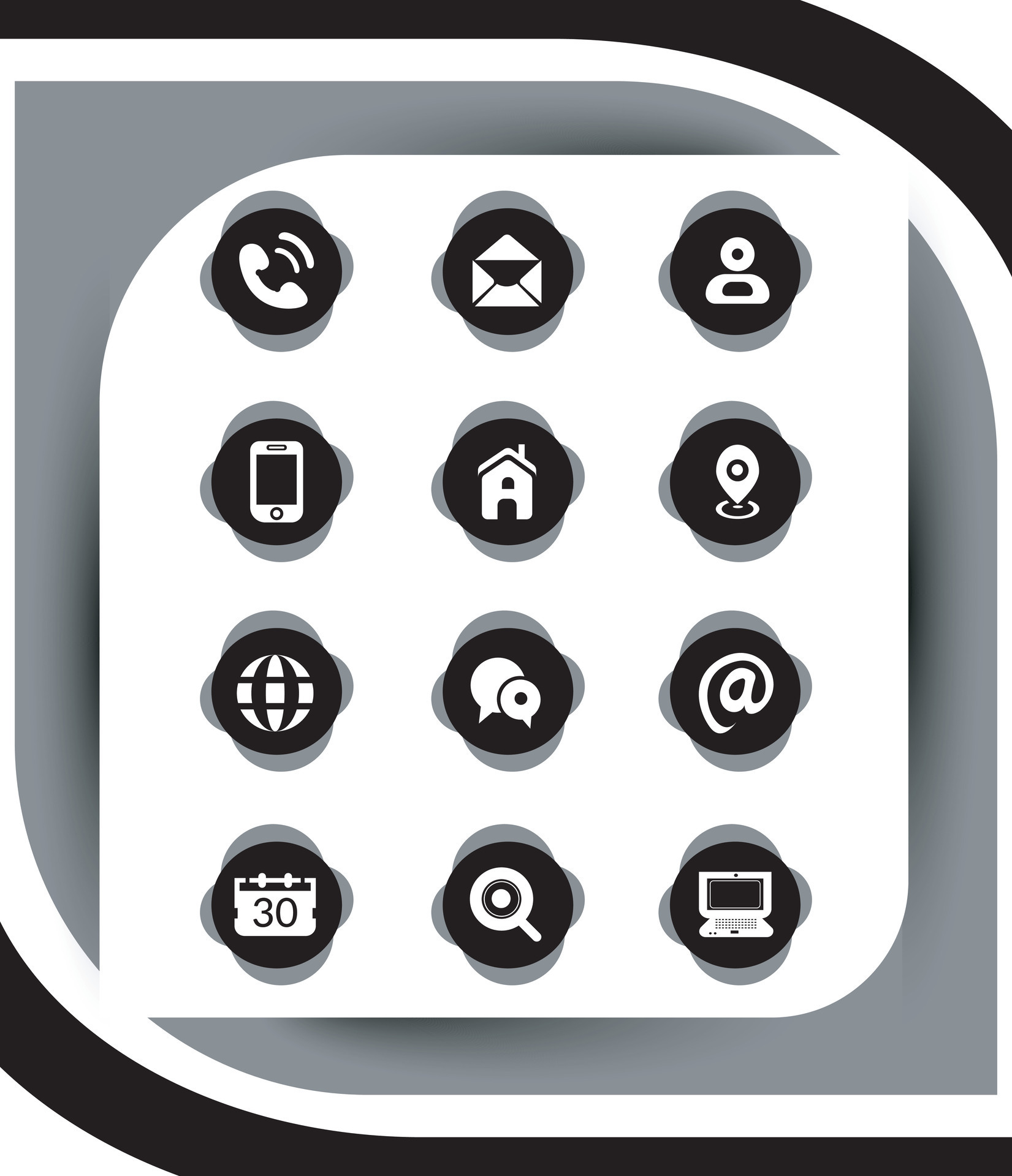 Contact related icon set, Essential Flat Stroke Circular Web Icon Set ...