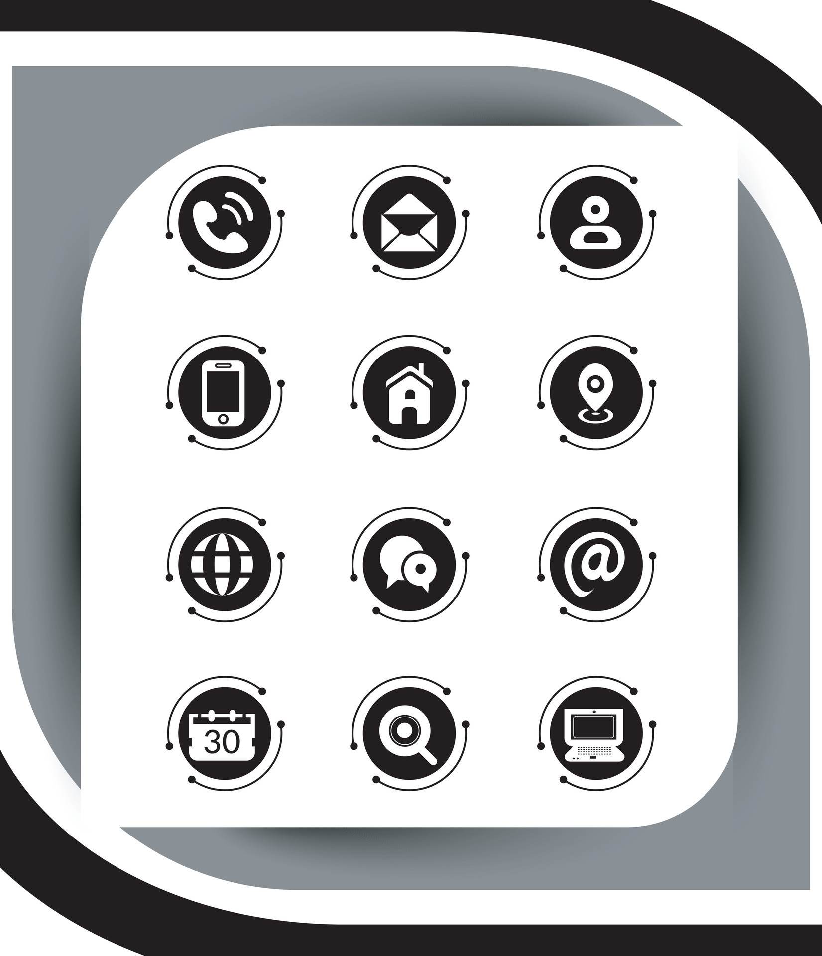 Contact related icon set, Essential Flat Stroke Circular Web Icon Set ... Contact related icon set, Essential Flat Stroke Circular Web Icon Set ...