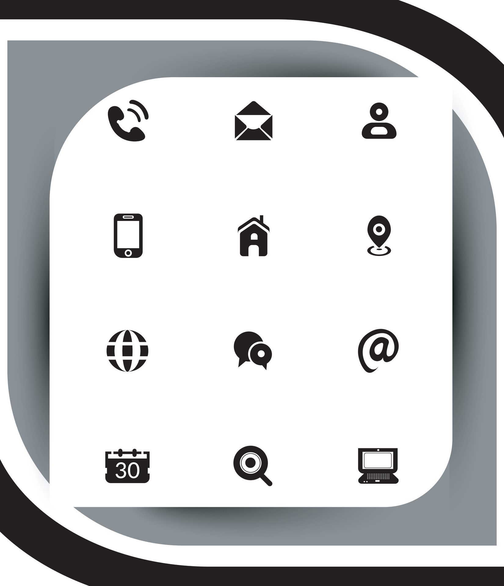 Contact related icon set, Essential Flat Stroke Circular Web Icon Set ...