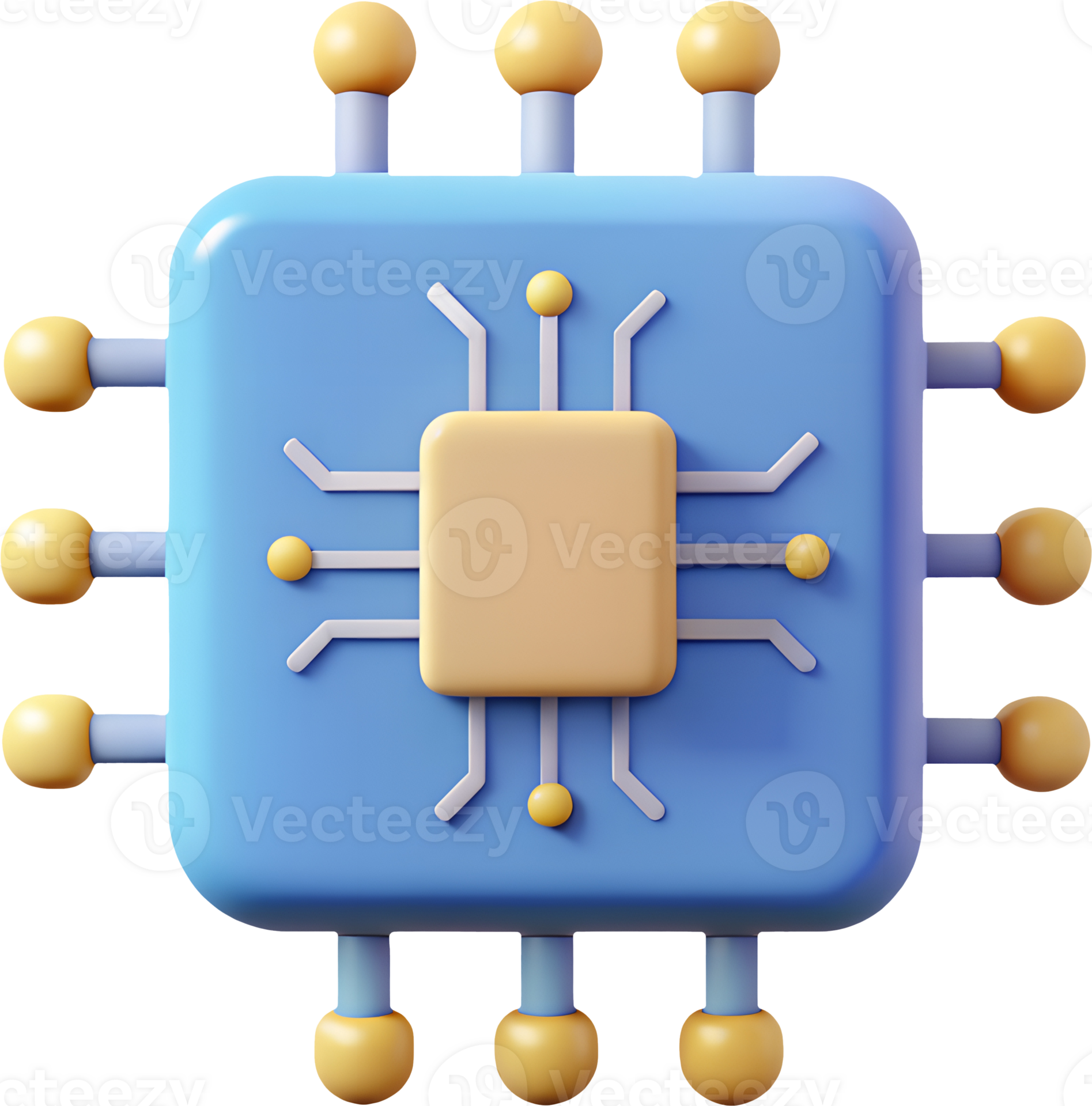 Circuit Board Icon 3d Minimal Simple Technology Ai Artificial Intelligence Computer