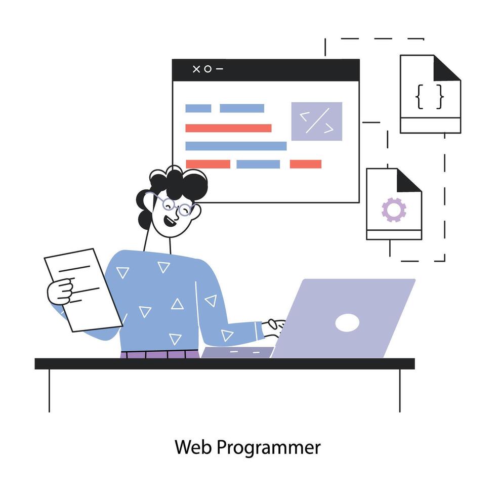 Trendy Web Programmer 45799787 Vector Art at Vecteezy