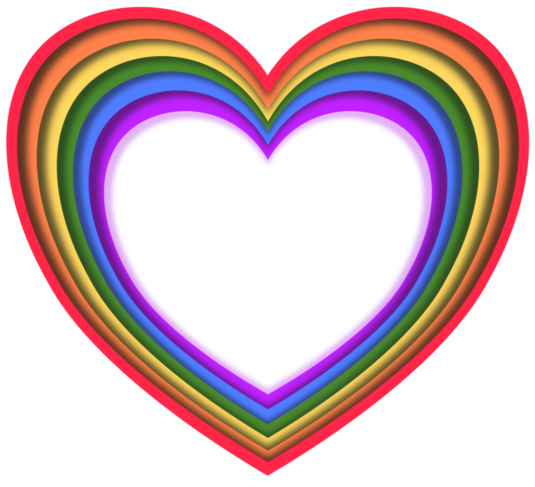 3d Colorful rainbow heart frame in paper cut design for pride month ...