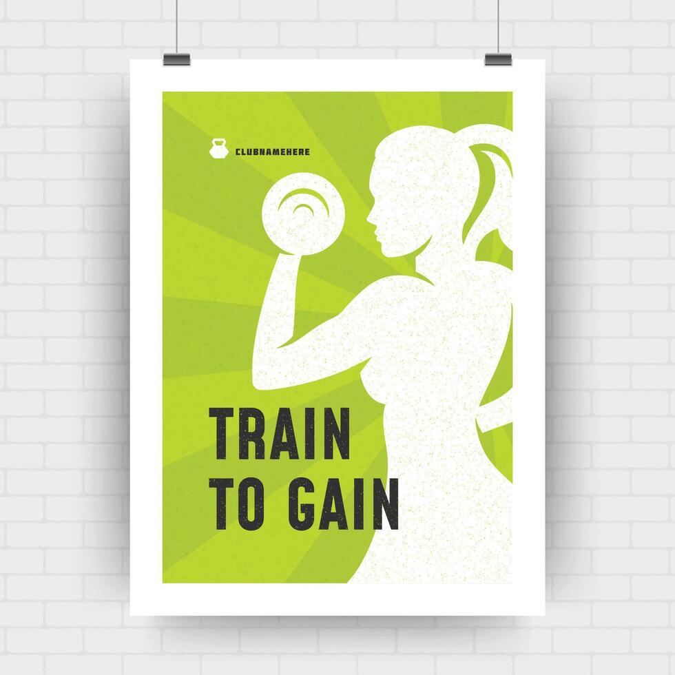 Fitness motivation poster retro typographic quote design template with ...