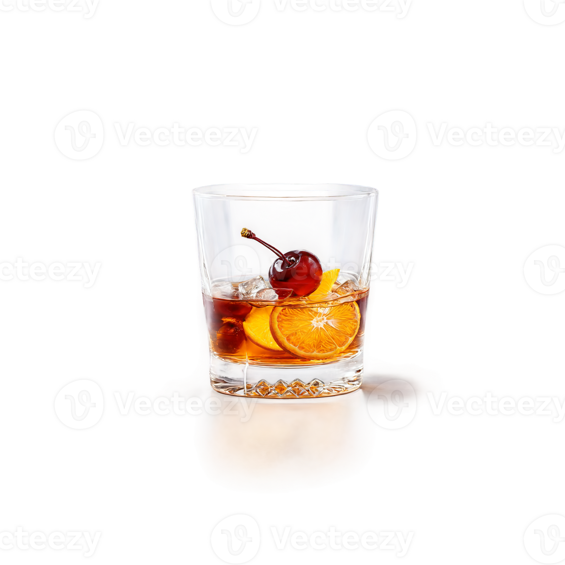 Old Fashioned Glass Short And Filled With Deep Amber Bourbon Cocktail One Empty And One 45804902 Png