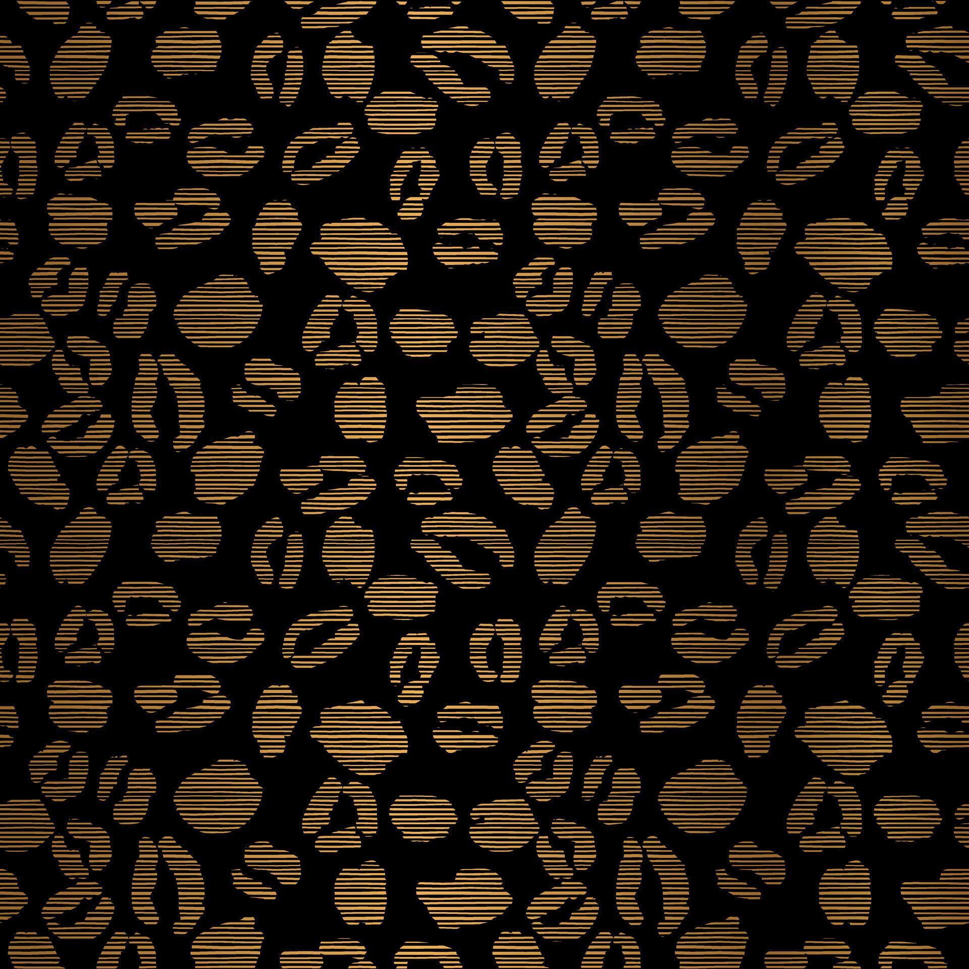 Gold Animal Print Repeat Pattern Design on Black Background with ...