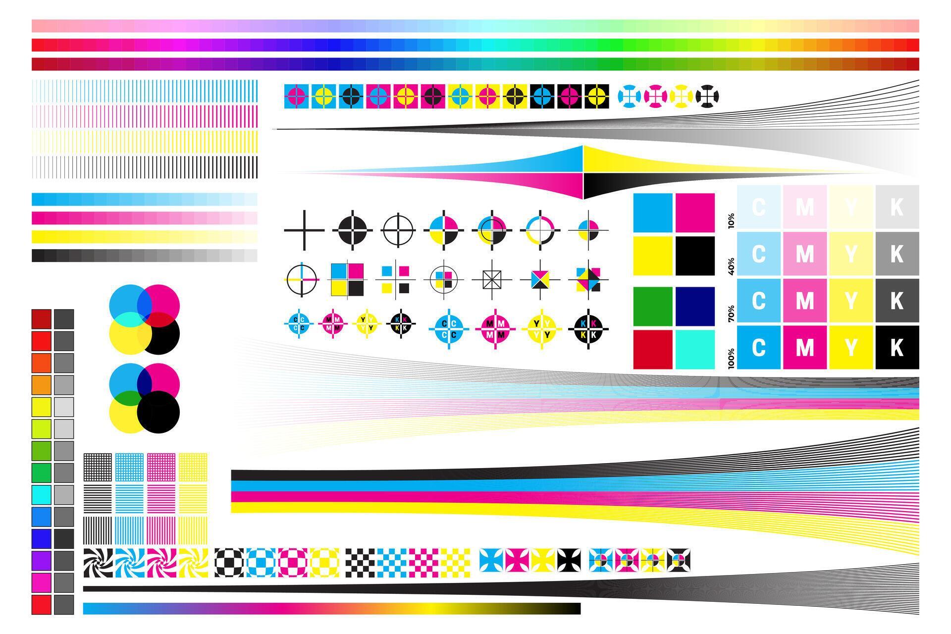 Cmyk Print Calibration Illustration With Offset Printing Marks And
