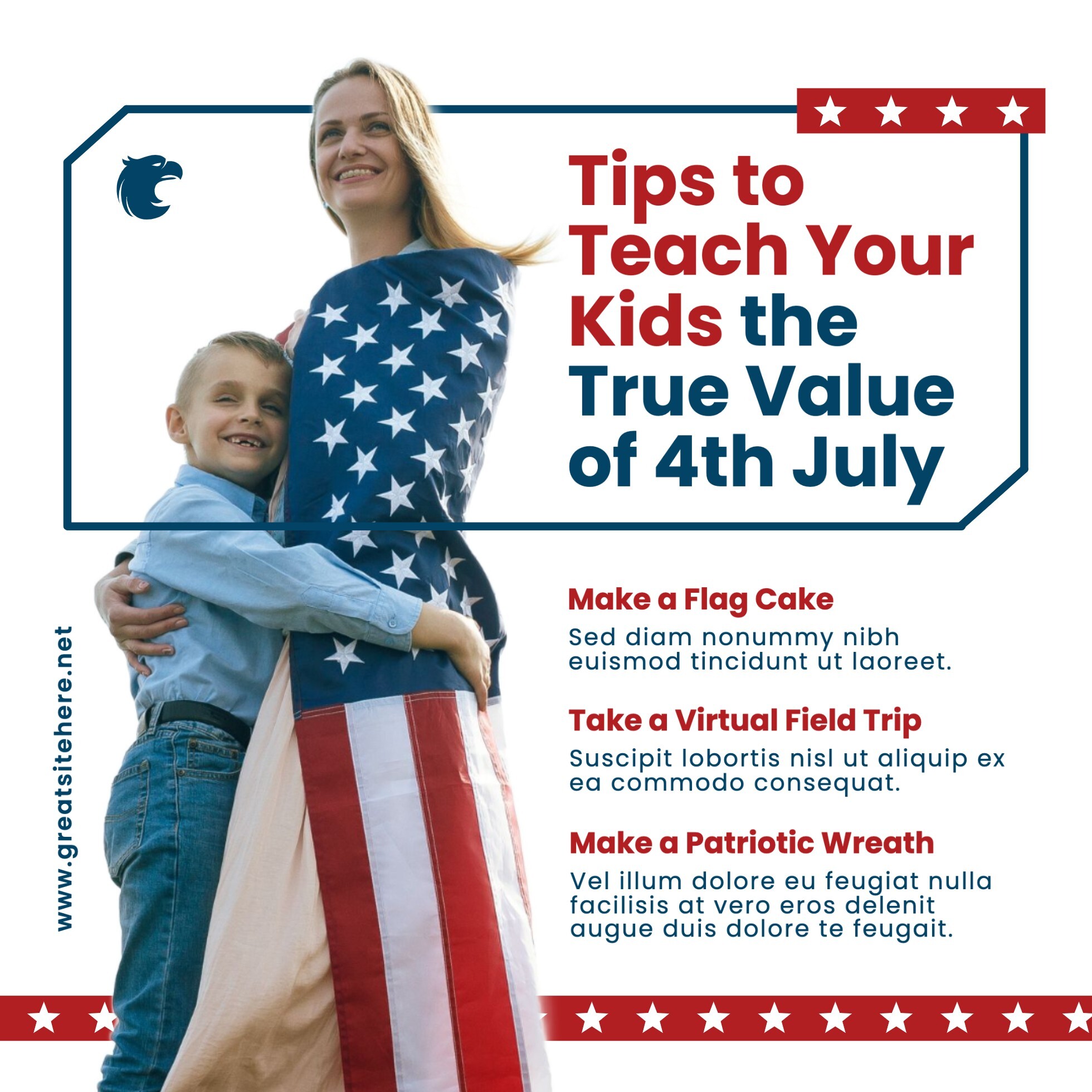 Tips Teach Kids 4th of July Instagram Post 45806840 Template Tips Teach Kids 4th of July Instagram Post 45806840 Template