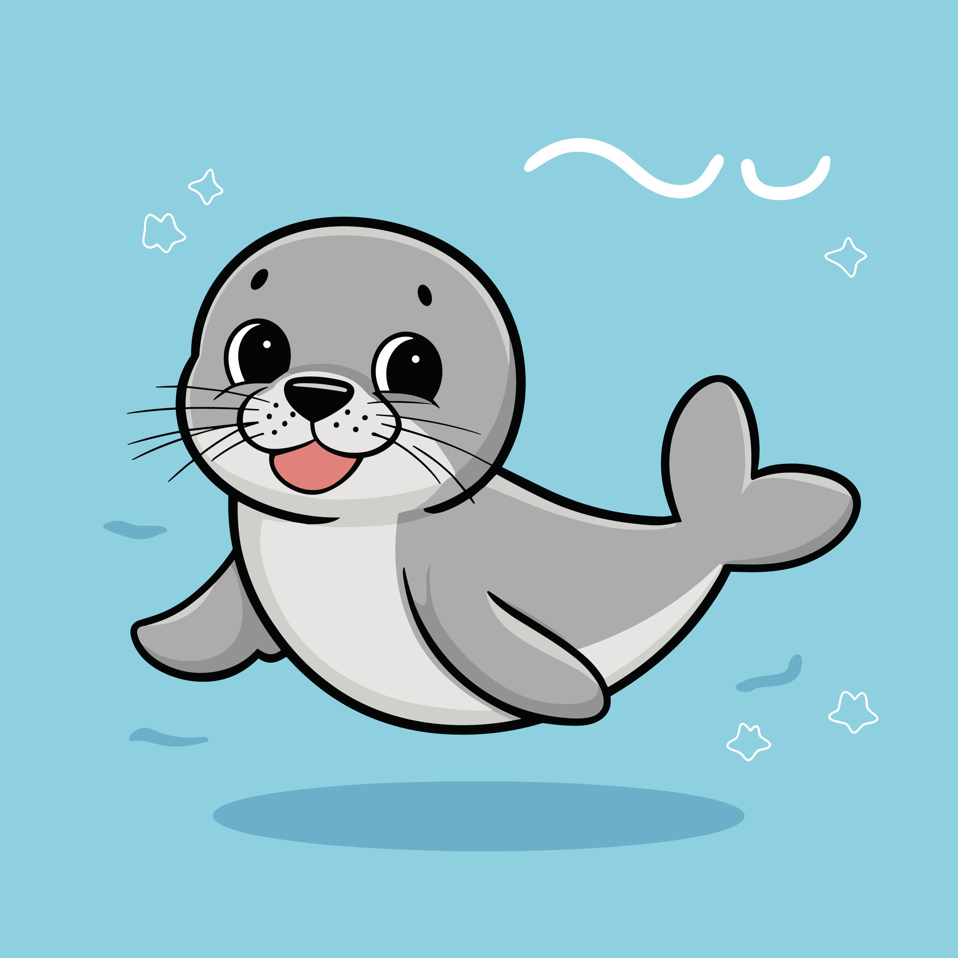 Cute cartoon manatee isolated on white background. Hand drawn illustration of Sea cow. 45812515 ...