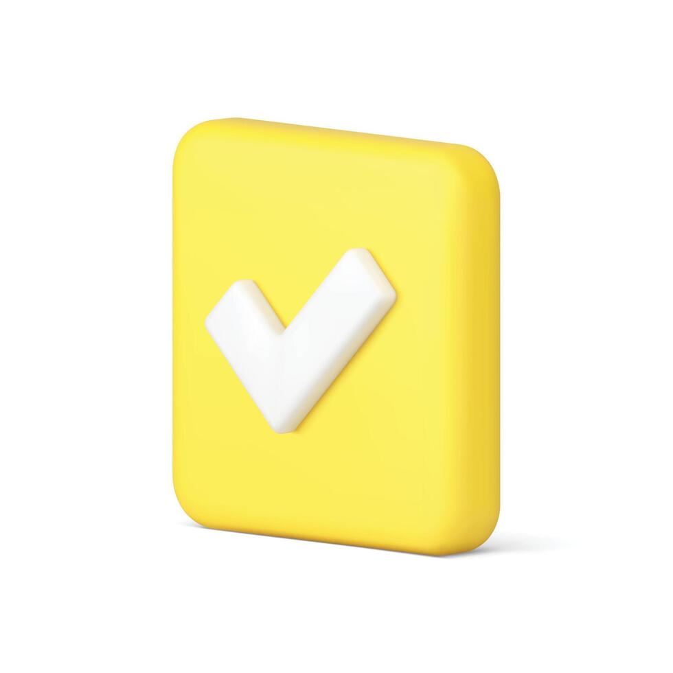 Checkmark checkbox check mark done accept yellow button isometric 3d icon realistic 45816155 ...