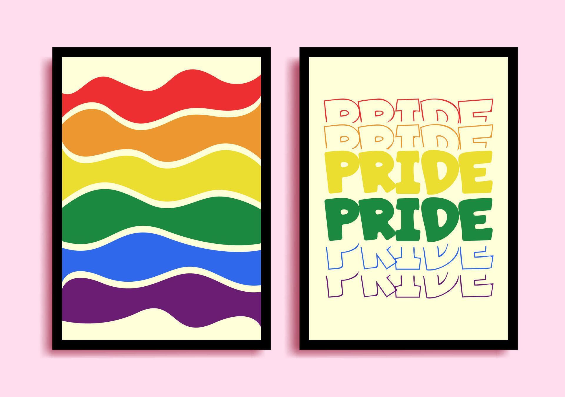set of abstract LGBT pride month background, wall decor, banner ...
