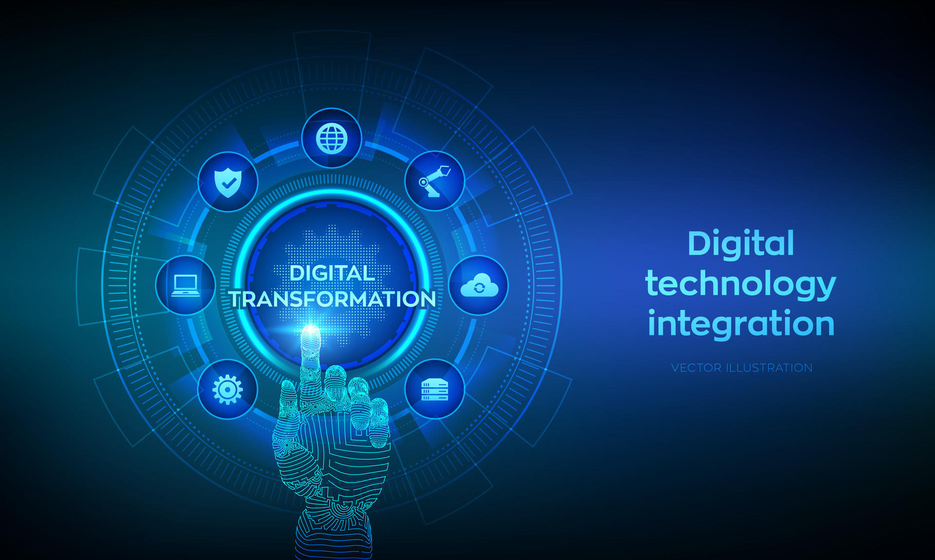Digital transformation. Digitization of business processes modern technology concept on virtual ...