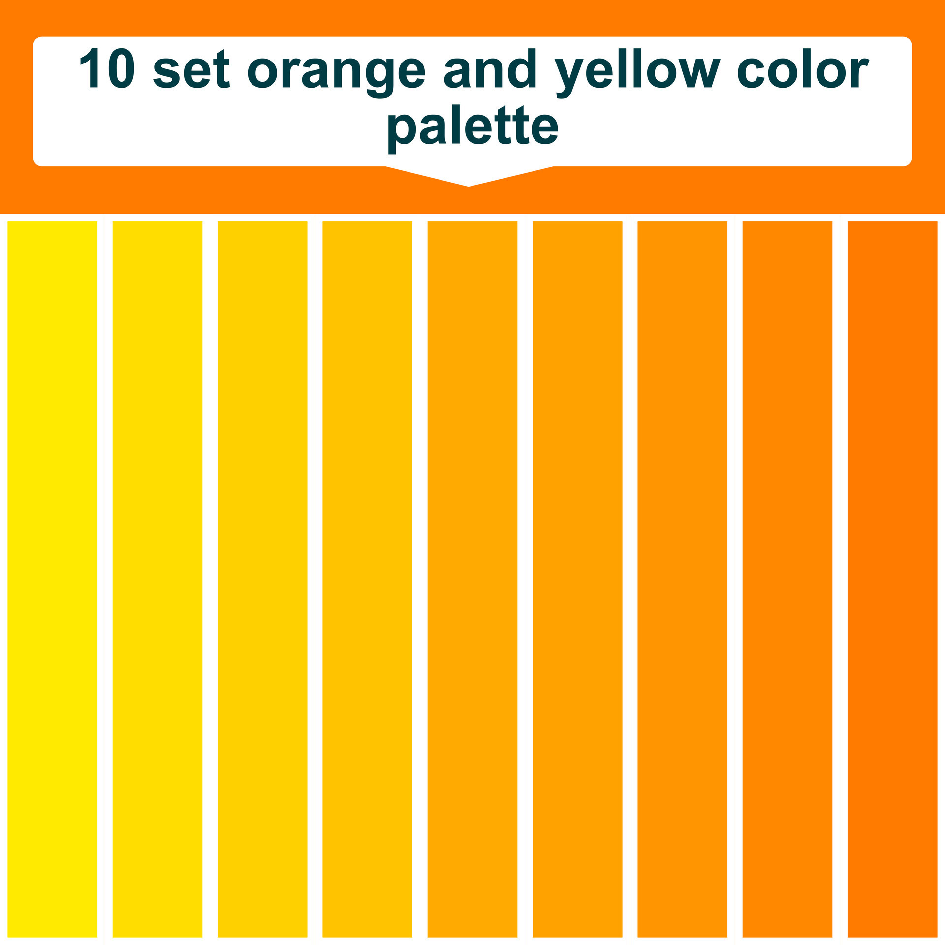10 set orange and yellow color palette. Elegant orange and yellow ...