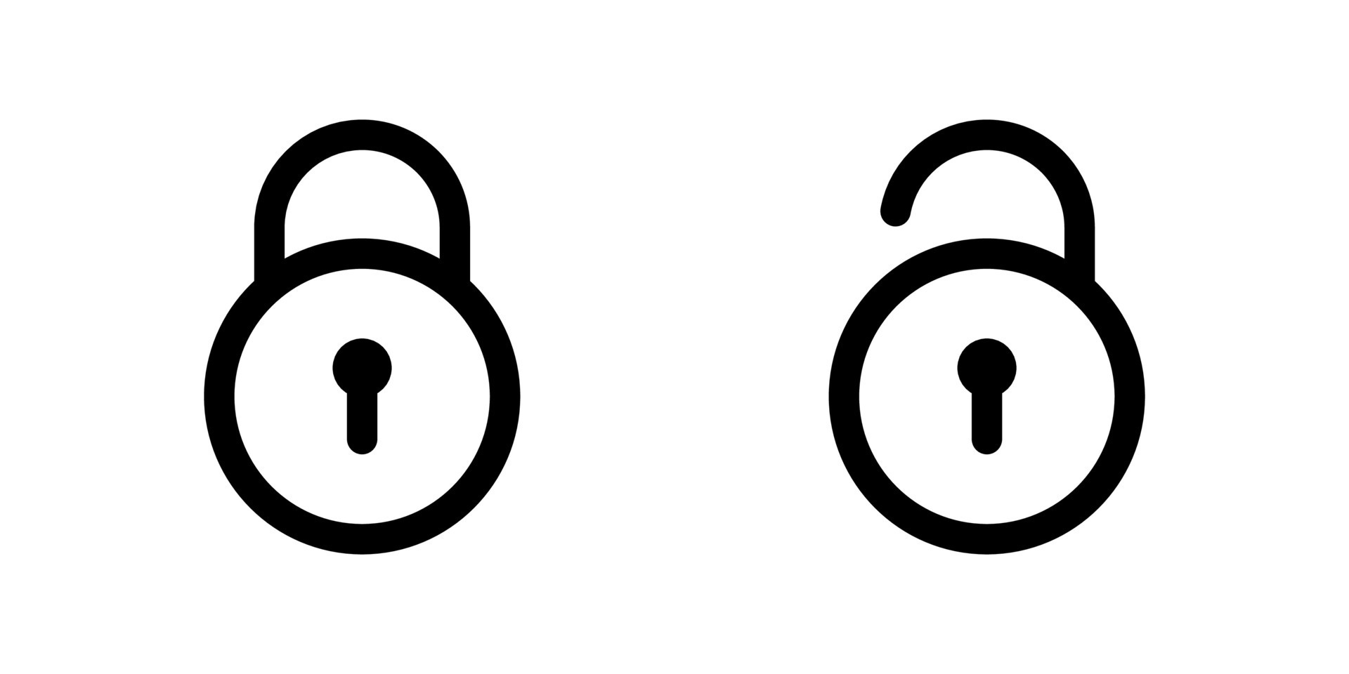 Lock and unlock icons in line style design isolated on white background ...