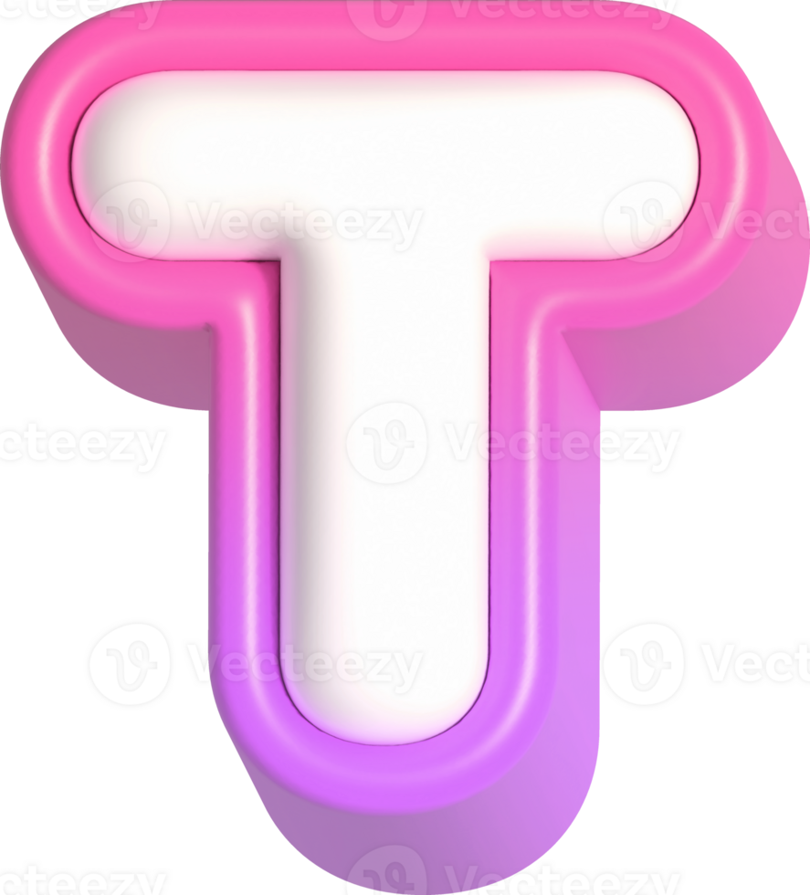 Letter T, Pink Cute 3D Lettering 45832444 PNG
