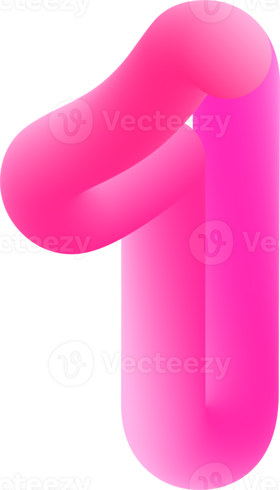 3D Pink Number 1 45832489 PNG