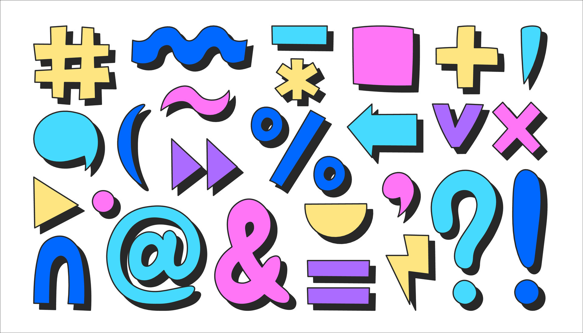 Punctuation marks colorful design elements Set 45835182 Vector Art at ...