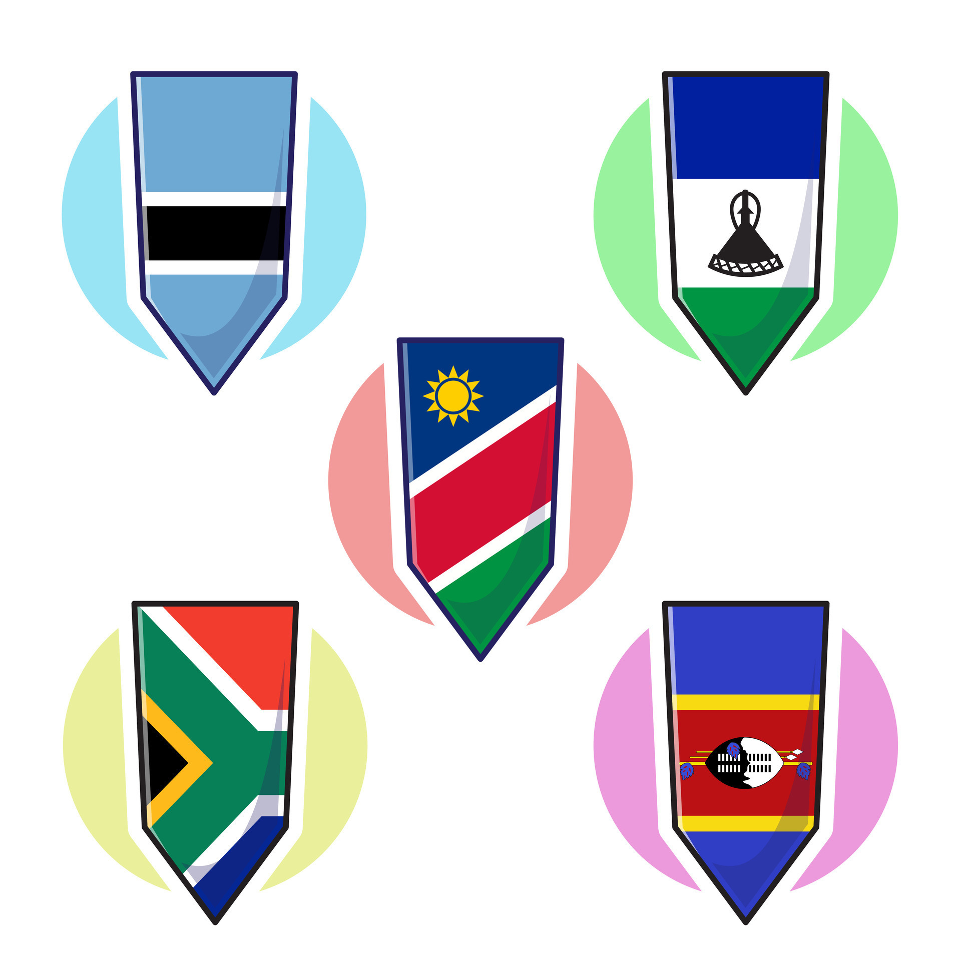 South African Countries Flags Flags Element Design Travel Symbols